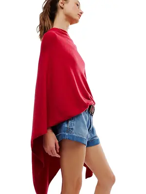Free People Simply Triangle Poncho Red
