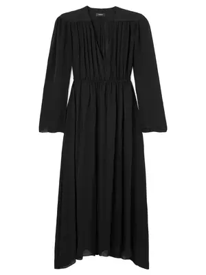 Wardrobe.NYC Gathered Silk-voile Maxi Dress - Black
