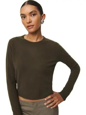 REFORMATION Dana Cashmere Crew Sweater Pine Tree