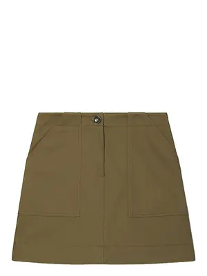 Tory Burch Cotton Twill Skirt Ripe Olive