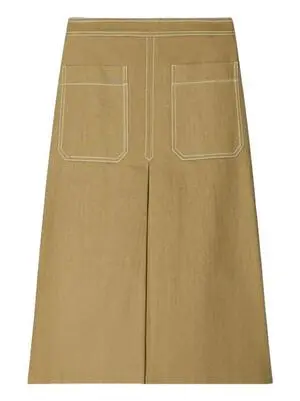 Tory Burch Cotton Twill Skirt Stone Moss