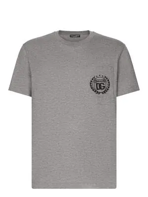Dolce & Gabbana Cotton T-shirt With Dg Milano Logo Embroidery - Grey