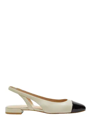 STUART WEITZMAN Leather Slingback Flats - Beige