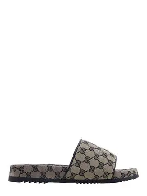 Gucci Gg Monogram Slide Sandal - Grey