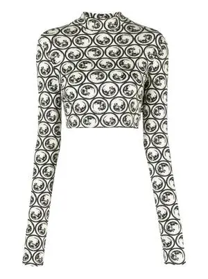 Off-White Moon-print Cropped Top - Neutrals