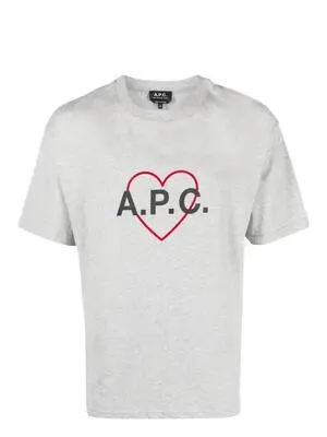 A.p.c. Heart Logo Cotton T-shirt - Grey