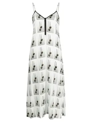 Palm Angels Palm Tree Print Midi Dress - White