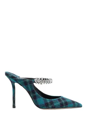 JIMMY CHOO Bing 100mm Tartan Mules - Blue