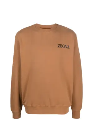 Zegna Logo-embossed Cotton Sweatshirt - Brown