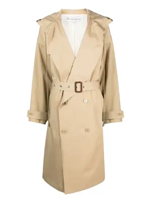 JW Anderson Hooded Double-breasted Trench Coat - Neutrals