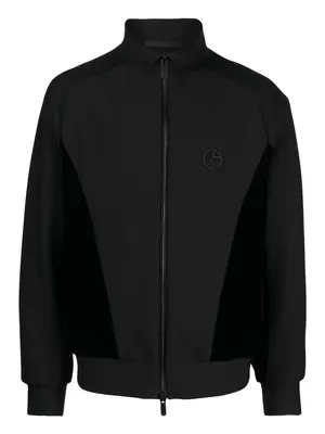 Giorgio Armani Logo-embroidered Zip-up Jacket - Black