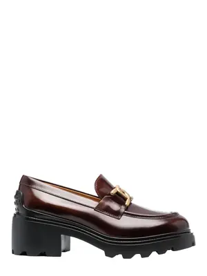 TOD'S 60mm Chain Leather Loafers - Brown