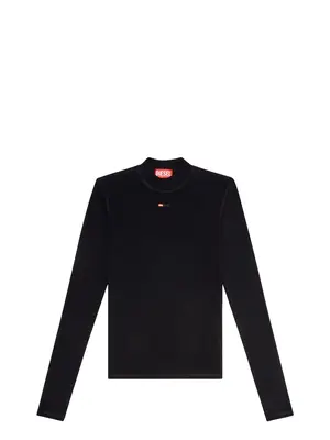 DIESEL T-mokky-ls-microdiv Mock-neck Top - Black