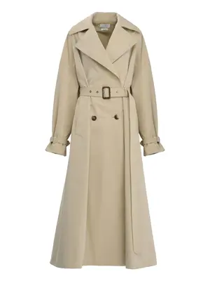 Alexander McQueen A-line Pleated Trench Coat - Neutrals