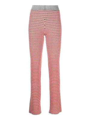 Rabanne Check-pattern Ribbed-knit Trousers - Orange