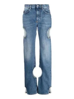 Off-White Off-White Meteor Hole Straight Leg Jeans Blue