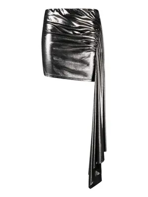Blumarine Draped Lamé-effect Miniskirt - Silver