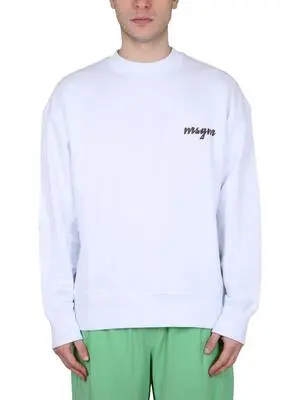 MSGM Crewneck Sweatshirt With Logo - White