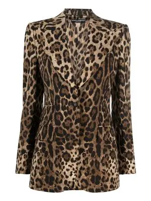 DOLCE & GABBANA Dolce & Gabbana Leopard-Print Single-Breasted Blazer