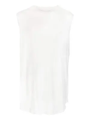 JULIUS Curved-hem Cotton Tank Top - White