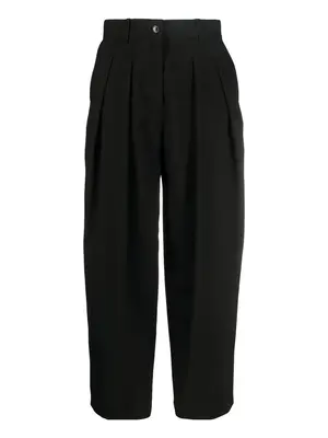 Kenzo Pleat-detail Cropped Trousers - Black