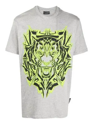 PLEIN SPORT Thunder Tiger Cotton T-shirt - Grey