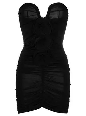 Magda Butrym Floral-appliqué Ruched Minidress - Black