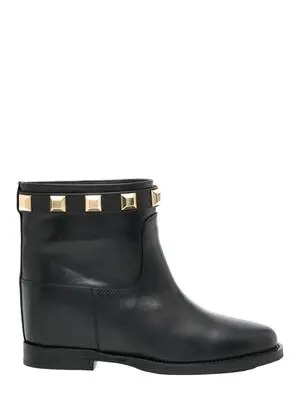 VIA ROMA 15 Santa Monica Stud-embellished Ankle Boots - Black