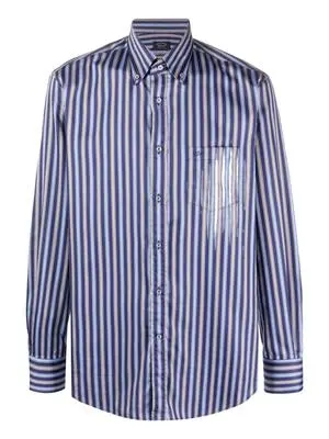 Paul & Shark Striped Organic-cotton Shirt - Blue