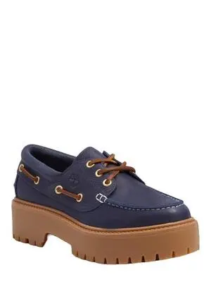 Timberland Stone Street Platform Boat Shoe - Dark Blue Full Grain