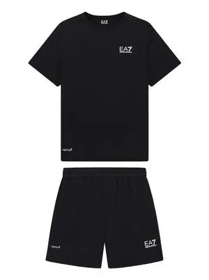 Emporio Armani Ea7 Dynamic Athlete T-shirt And Shorts Set - Black