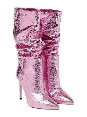 Paris Texas Slouchy Metallic Leather Boots - Pink