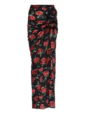 Magda Butrym Floral-appliqué Maxi Skirt - Black