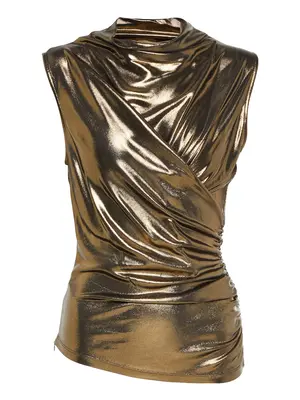 Blumarine Draped Metallic Top - Gold