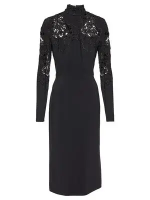 Elie Saab Lace-trimmed Midi Dress - Black