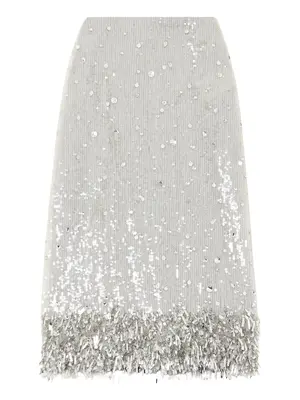 Valentino Garavani Embellished Sequined Tulle Midi Skirt - Silver