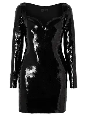Balenciaga Sequined Stretch-crepe Mini Dress - Black