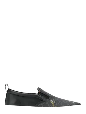 Gucci Gg Supreme 'tigers' Slip-on Sneakers - Black