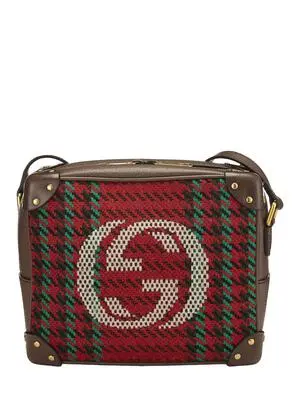 Gucci Houndstooth 'gg' Crossbody - Brown