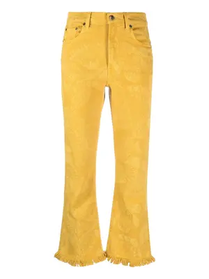La DoubleJ Fringed Cropped Jeans - Yellow