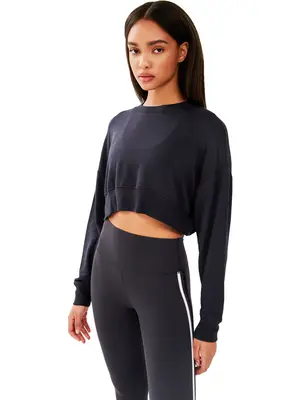 Splits59 SPLITS59 Noah Fleece Crop Pullover Graphite