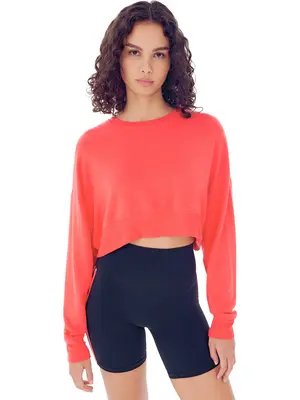 Splits59 SPLITS59 Noah Fleece Crop Pullover Melon