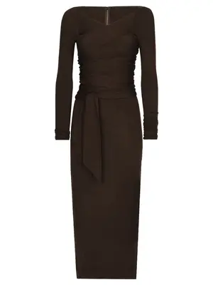 Dolce & Gabbana Wraparound Midi Dress - Brown