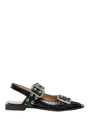 GANNI Eyelet-detail Slingback Pumps - Black
