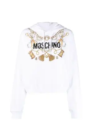 Moschino Logo-print Organic Cotton Hoodie - White