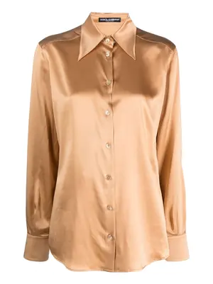 Dolce & Gabbana Satin Silk Shirt - Neutrals