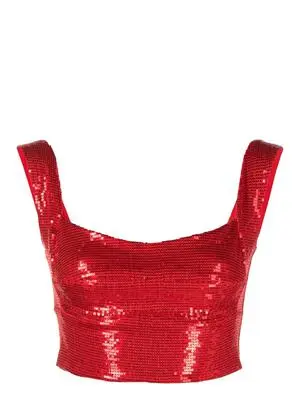 ATU BODY COUTURE Sequin-embellished Crop Top - Red