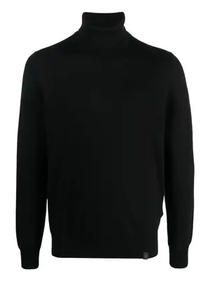 FAY Roll-neck Virgin Wool Jumper - Black