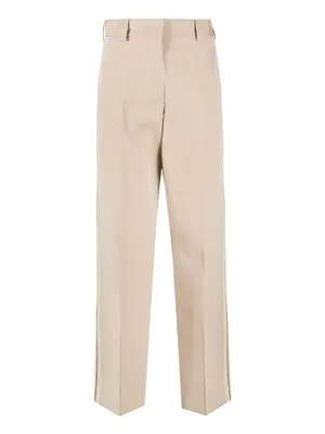 Palm Angels Crochet-stripe Cotton Trousers - Neutrals