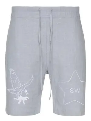 SAINTWOODS Linen Gym Shorts - Light Blue